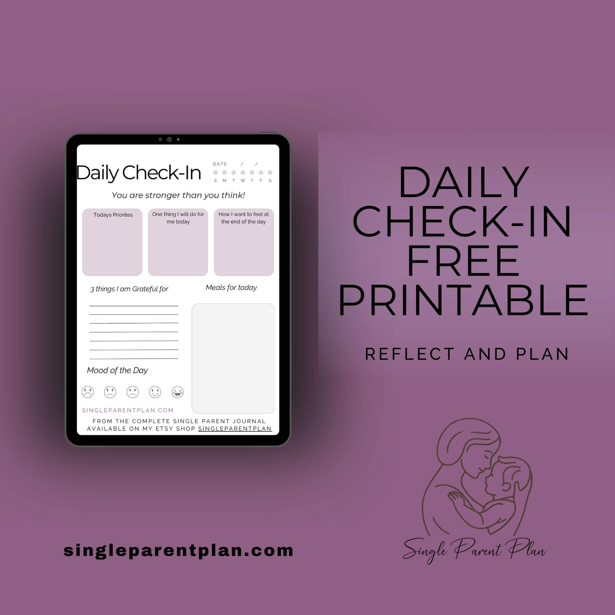 Get Your Free Single Parent Daily Check-in Page - Single Parent Plan